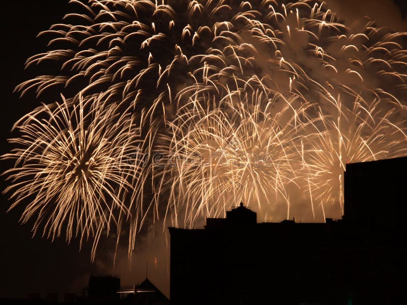 Fireworks With Building Silhouette Picture. Image: 5954349