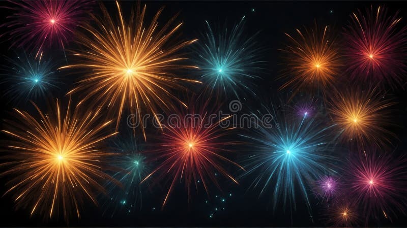 Fireworks Burst Across the Dark Sky, Creating Dazzling Patterns of ...