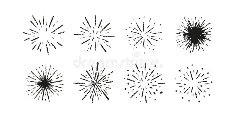 Fireworks Burst Design Set. Celebration and Festivity Elements ...
