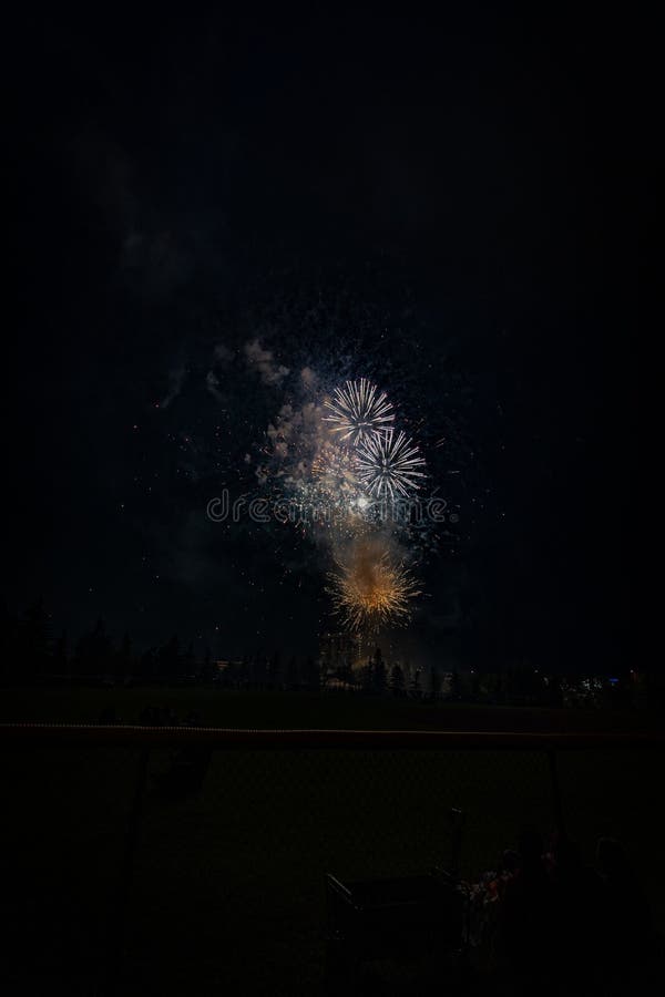 Fireworks during the Canada Day in Edmonton Stock Image - Image of ...