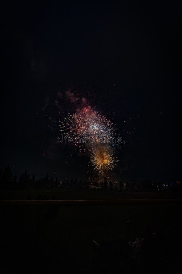 Fireworks during the Canada Day in Edmonton Stock Image - Image of ...