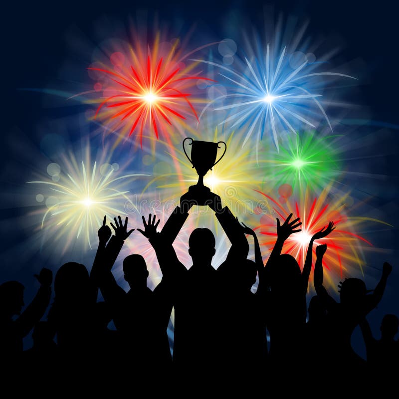 Fireworks Celebrate Shows Night Sky And 1St Stock Illustration ...