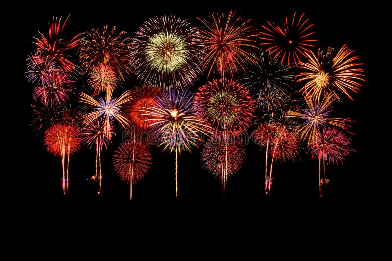 Fireworks Celebration and the City Night Light Background. Stock Image ...