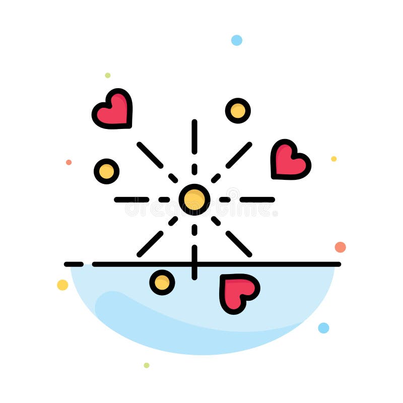 Fireworks, Celebration, Heart, Love Abstract Flat Color Icon Template ...