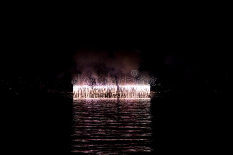 Waterfall Fireworks stock photo. Image of hogmanay, white - 10167596