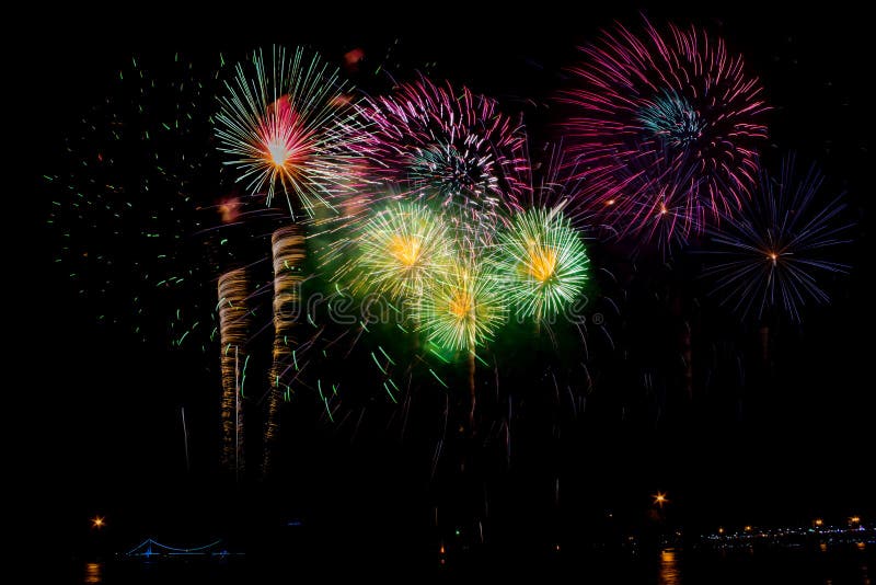 Fireworks Celebration at Night . Stock Photo - Image of fireworks ...