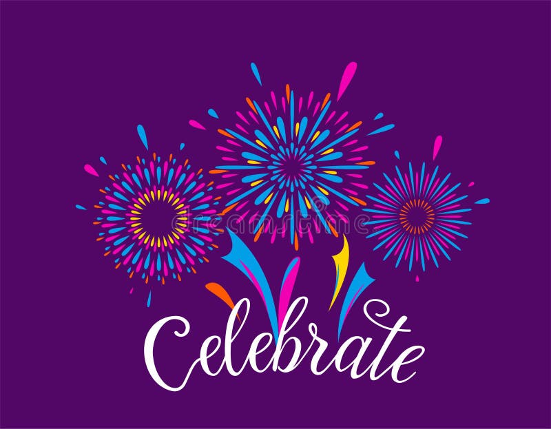 Fireworks Celebration Vector Background. Winner, Victory Poster, Banner ...