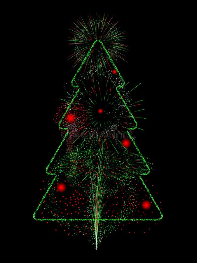 Fireworks Christmas tree stock vector. Illustration of xmas - 16711396