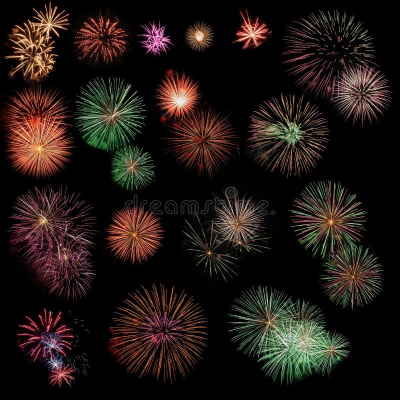 Fireworks collection stock illustration. Illustration of glow - 25462421