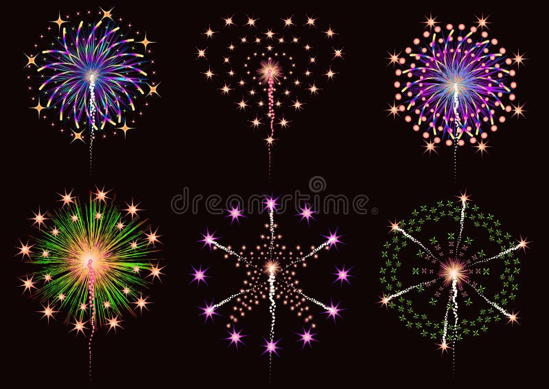 Fireworks collection set stock vector. Illustration of elements - 80430434