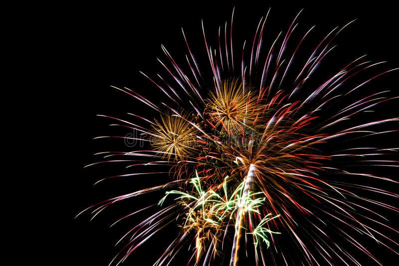 Fireworks in red colors stock photo. Image of explosion - 188348910