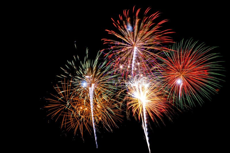 Fireworks Colors in the Night Sky, Fireworks Stock Image in Black ...