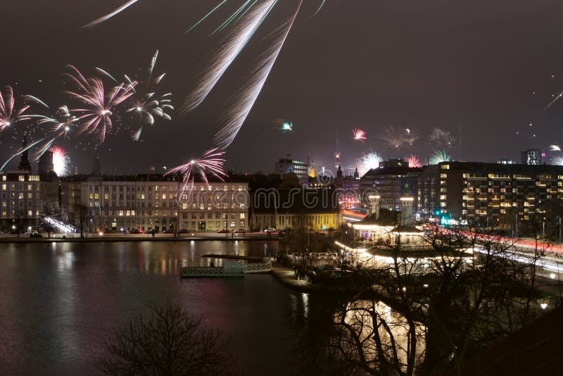 Fireworks Copenhagen editorial stock photo. Image of shutter - 85719508