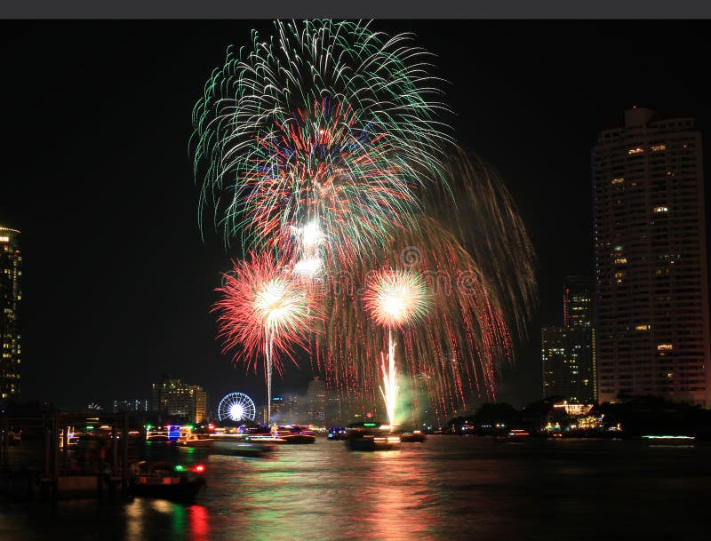 Fireworks Countdown Celebration Stock Image - Image of river, holiday ...