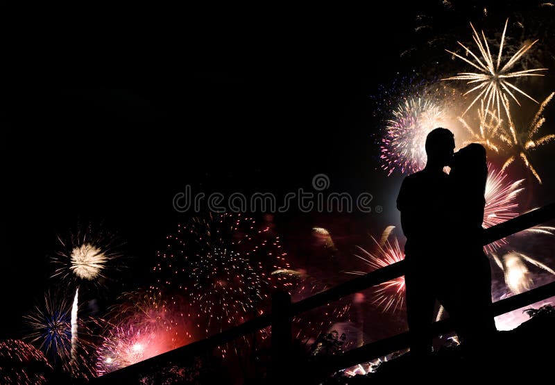 Fireworks Silhouette stock photo. Image of couple, romance - 15315102