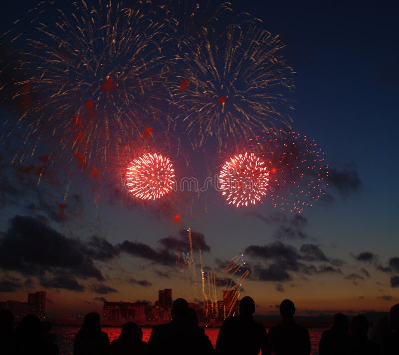 Fireworks with Crowd stock photo. Image of watching, cloud - 5336742