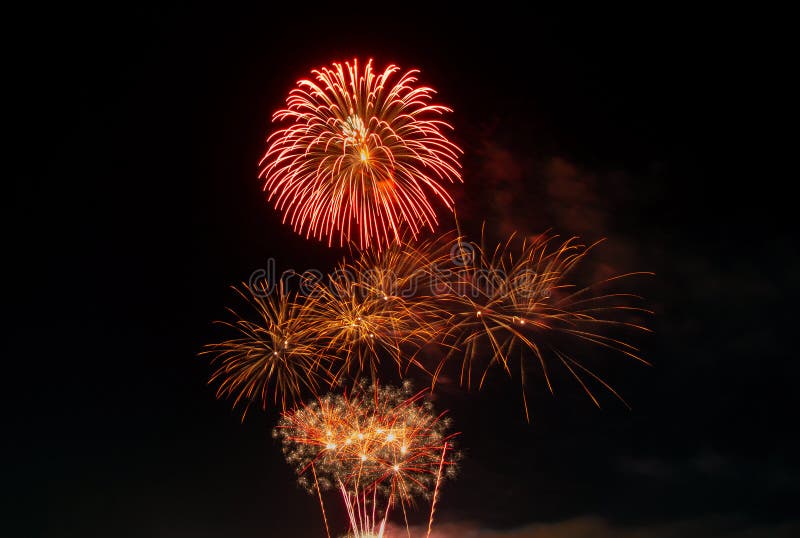 Fireworks in the Dark Sky stock image. Image of festive - 173143341