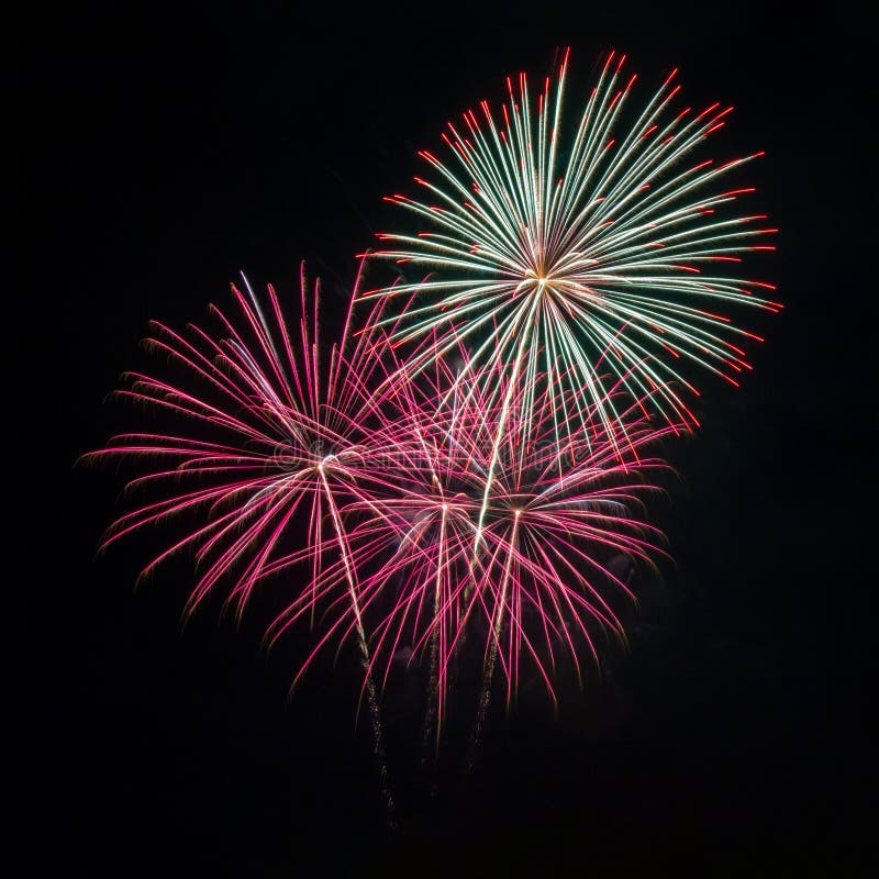 Fireworks in the Dark Sky stock image. Image of beautiful - 180986043