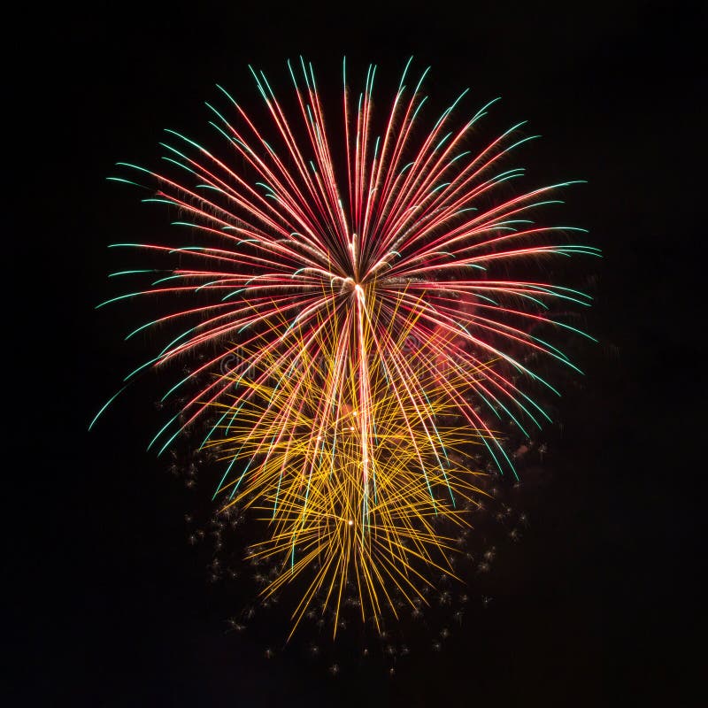 Fireworks in the dark sky stock image. Image of dark - 125998381