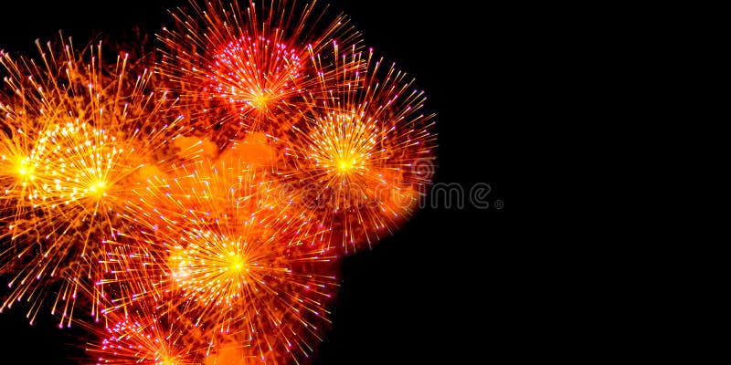 Fireworks on Deep Black Background Sky, Beautiful Colorful Fireworks ...