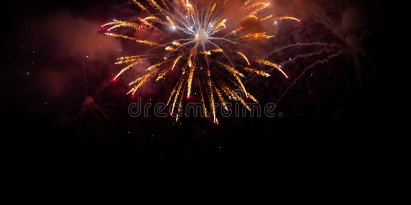 Fireworks on Deep Black Background Sky, Beautiful Colorful Fireworks ...