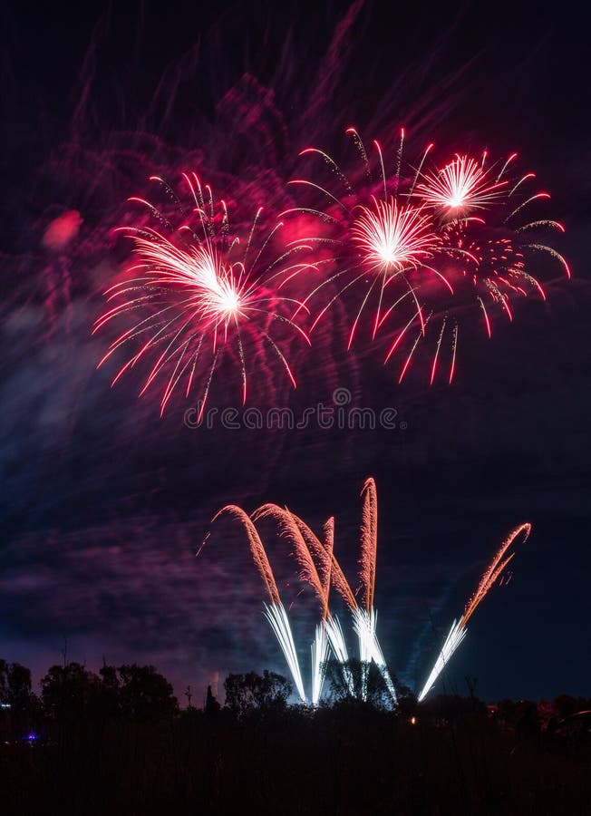 Fireworks of Different Colors with the Black Background Stock Image ...