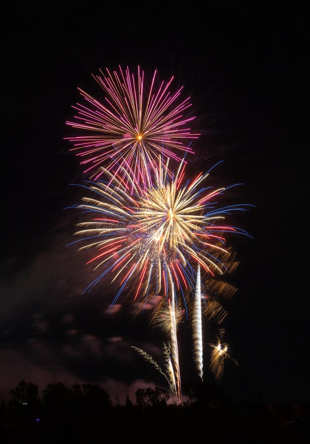 Fireworks of Different Colors with the Black Background Stock Photo ...