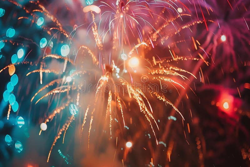 A Fireworks Display with Bright Colors and a Lot of Sparks. the ...