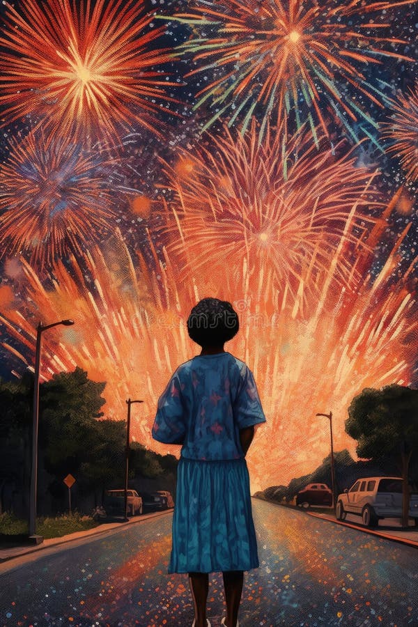 Fireworks Display Celebrating Juneteenth Stock Illustration ...