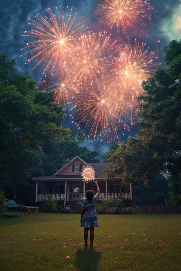 Fireworks Display Celebrating Juneteenth Stock Illustration ...