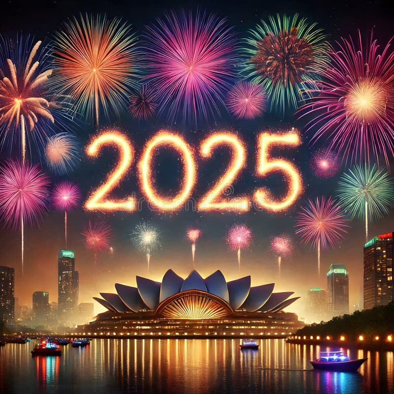 Fireworks Display 2025 Celebration Design Stock Illustration ...