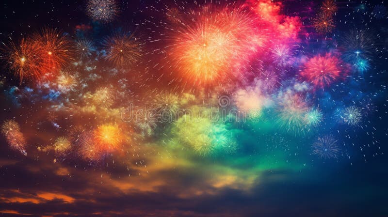 A Fireworks Display that Creates a Visual Representation of a Rainbow ...