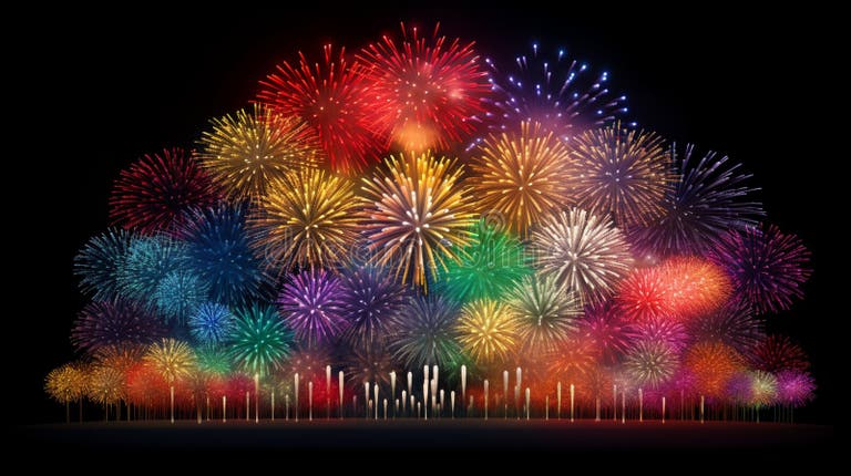 A Fireworks Display that Creates a Visual Representation of a Rainbow ...