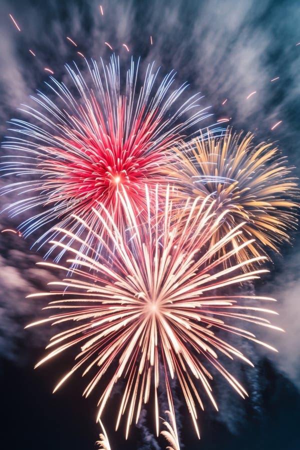 Fireworks Display Flat Design Top View Patriotic Theme Animation Vivid ...