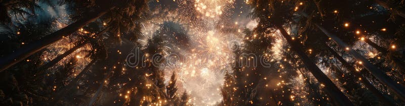 Fireworks Display in a Forest a Breathtaking View of Fireworks ...