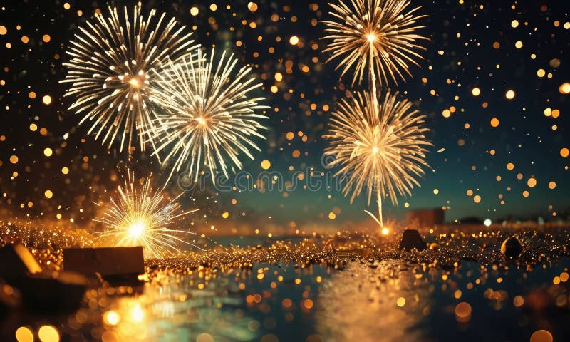 A Fireworks Display is Going Off in the Night Sky, with a Few Sparks ...