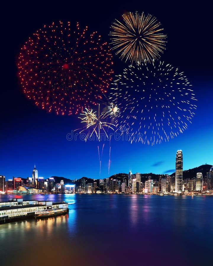 Fireworks Display in Hong Kong Stock Image - Image of celebrate ...