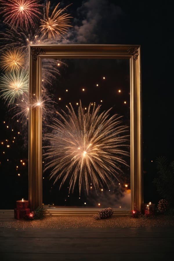 Fireworks Display through a Large Frame Suitable for Festive and ...