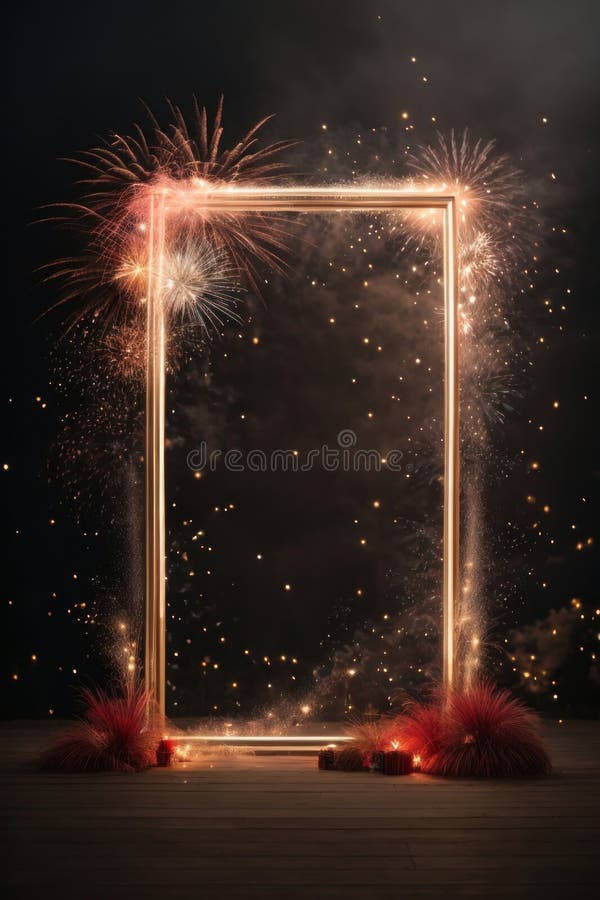 Fireworks Display through a Large Frame Suitable for Festive and ...