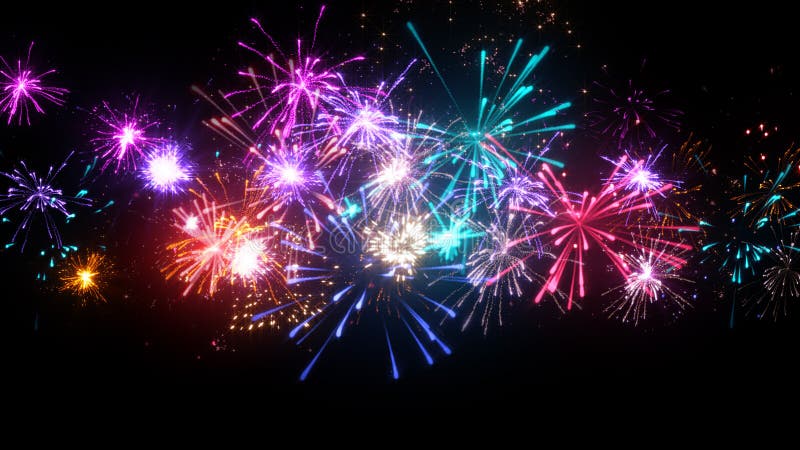 Fireworks Display with Lots of Colorful Bursts Stock Illustration ...