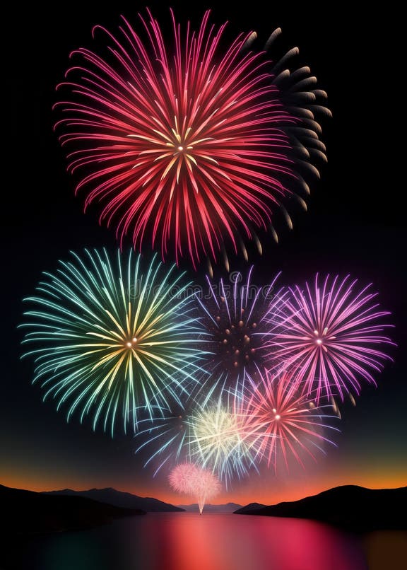 A Fireworks Display with Multiple Colors and Fireworkss in the Sky ...