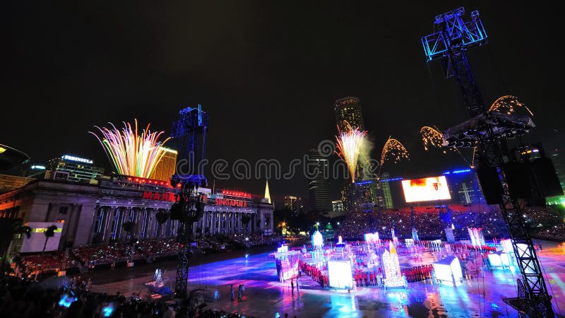 Fireworks Display during NDP 2010 Editorial Photo - Image of combined ...