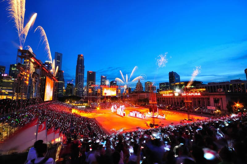 Modern Singapore City Night View Stock Photo - Image of harbor ...