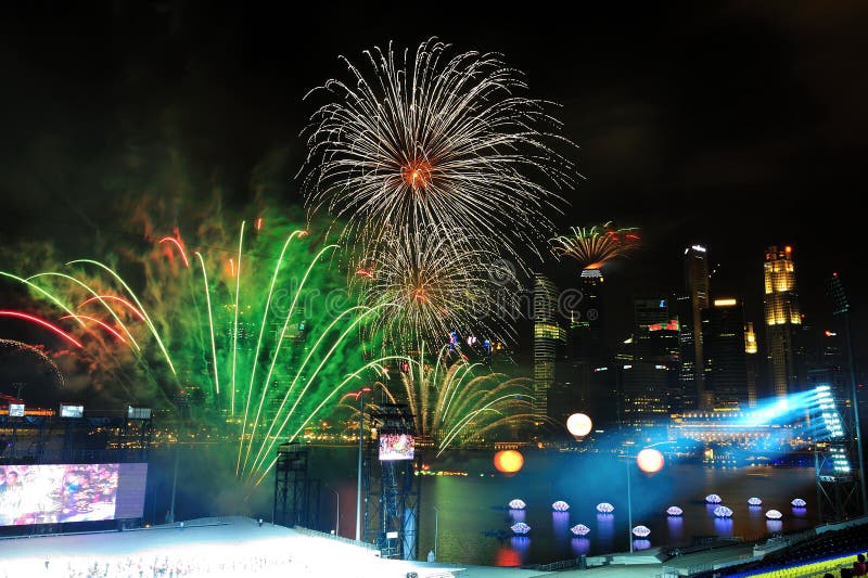 Fireworks Display during NDP 2011 Editorial Photo - Image of platform ...