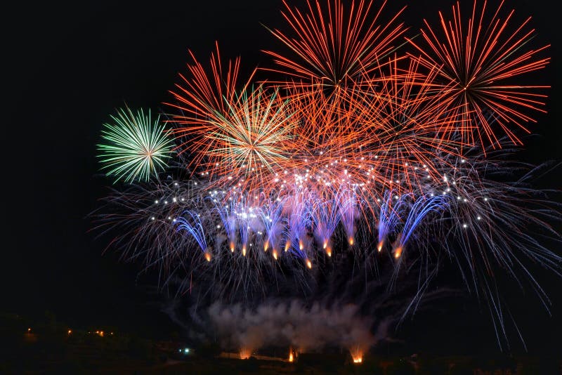 Fireworks Display, New Year Wish Stock Image - Image of multicolor ...