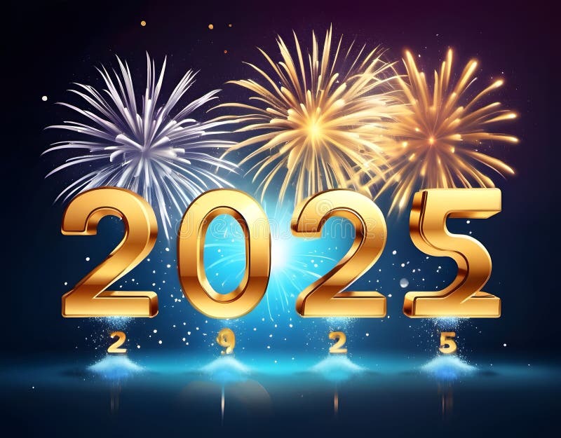 A Fireworks Display with the Number 2025 Written in the Middle AI ...
