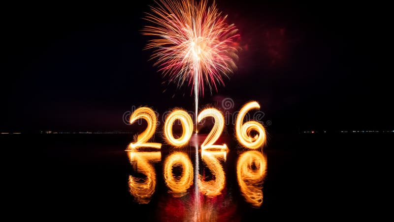 Fireworks Display with the Numbers 2026 on it Stock Image - Image of ...