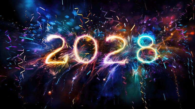 A Fireworks Display with the Numbers 2018 in the Middle Stock ...