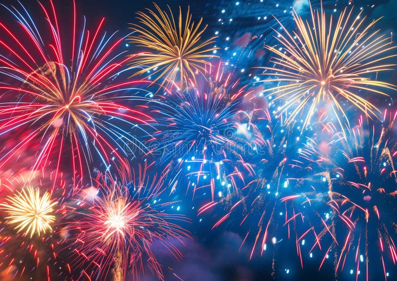 Colorful Fireworks Display Over Night Sky Stock Illustration ...