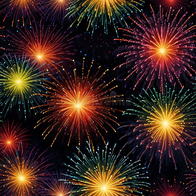 Great Multicolored Fireworks Show with Multiple Colorful Bursts Stock ...